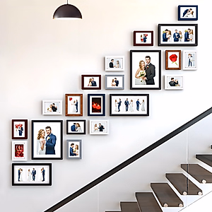 RPJC 11 x 14 Picture Frames Made of Solid Wood and High Definition Glass Display Pictures 8x10 with Mat or 11x14 Without Mat for Wall Mounting Photo Frames Black