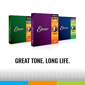 Elixir Strings Nickel Plated Steel 5-String Bass Strings w NANOWEB Coating, Long Scale, Light/Medium (.045-.135)