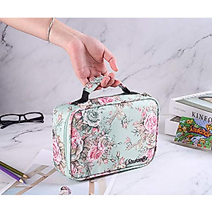 Shulaner 72 Slots Colored Pencil Case with Zipper Closure Large Capacity Oxford Pen Organizer (Rose B)