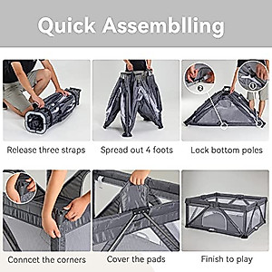 GENTEACO Foldable Baby Playpen, Extra Large Play Pen for Babies and Toddlers, Baby Fence Play Yard, Safety Kids Portable Playpin Indoor&Outdoor (59"×71")