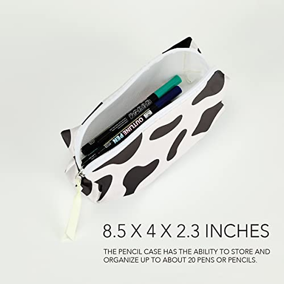 Pencil Pouch Pencil Case Pencil Bag Pen Case Pouch Box Organizer for Teen Girls Boys School Students Men Women Waterproof Zipper Pouch for Office Supplies Makeup, Cow Print Cow Décor Cow Stuff