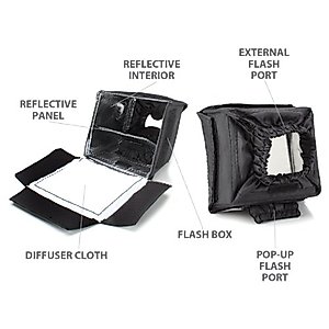 ENHANCE Camera Light Diffuser Softbox for Pop Up and External Speedlites with Foldable, Universal Design, Compatible with Neewer, Altura, Youngnuo, Canon, Nikon, and More Speedlite Flashes