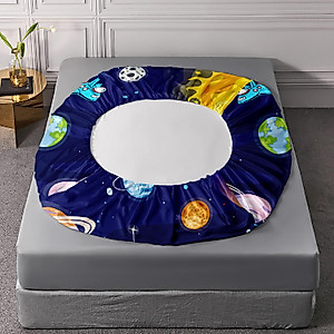 AILONEN Cartoon Astronaut Fitted Sheet Twin Size, Cute Astronaut with Rockets Bedding Set for Kids Boys,Outer Space Explorer Theme Bed Sheet Set,1 Fitted Sheet 2 Pillowcases,3 PCS