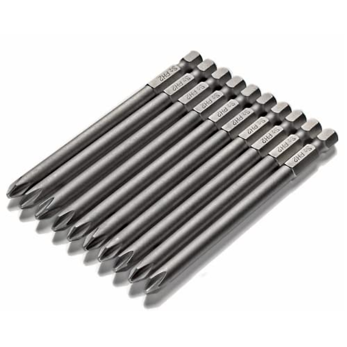 VESTTIO Phillips Cross Slot PH2#2 Long Screwdriver Bit Set 10PCS 1/4 Inch Hex Shank 4 Inch/100 mm Length S2 Steel with Magnetic for Power Screwdriver Drill Impact Driver
