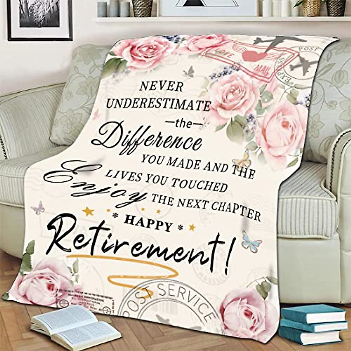 Christmas Retirement Gifts for Women 2023 Retirement Blankets for Female Mom Wife Grandma Nurses Friends Coworkers Happy Retirement Flannel Fleece Blanket for Bedding Sofa Retirement Party Decorations