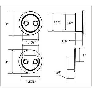 QCAA Heavy Duty Solid Metal Closet Rod Socket Set, 1-3/8'', Matte White, 1 Pair, Made In Taiwan