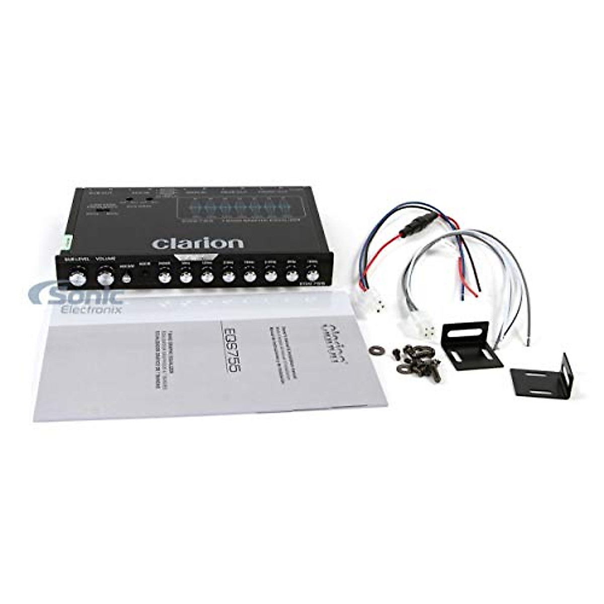 Clarion EQS755 7-Band Car Audio Graphic Equalizer with Front 3.5mm Auxiliary Input, Rear RCA Auxiliary Input and High Level Speaker Inputs