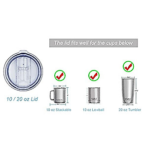 Docik Splash Proof Lids Covers for 20 Oz Yeti Rambler Ozark Trail Tumbler and More Travel Cup, Also Fit for Yeti 10 Oz Lowball, 2 Pack