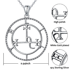 Ladytree Sigil of Lilith Necklace S925 Sterling Silver Vintage Oxidized Sigil of Lilith Pendant Necklace Gifts for Women Rolo Chain 18+2 inches