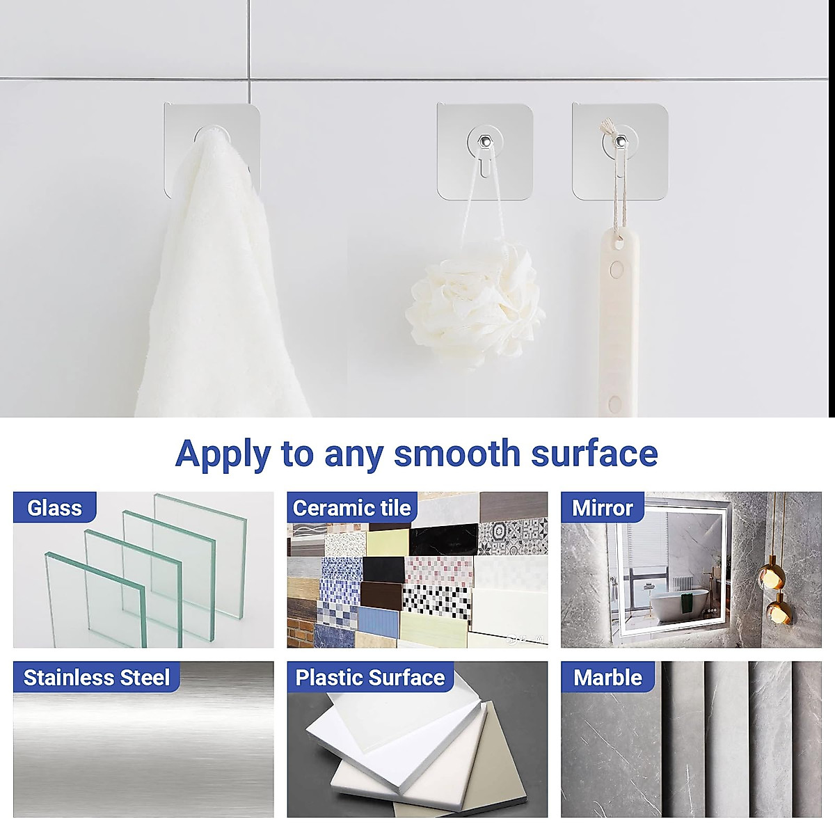 Aweshock Wall Hangers without Nails, 20P Seamless Screws for Wall, Picture Hanging Hooks for Bedroom, Adhesive Wall Hangers for Bathoom and Frame Hangers without Nails for Office, Maximum Load of 13LB