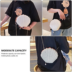 ABOOFAN 1pc Women' s Shell Pearl Crossbody Purse Shiny Seashell Chain Handbag (White)