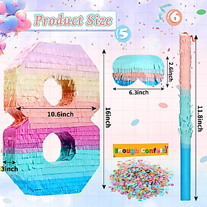 Jenaai 16 Inch Number Piñata Macaron Piñata Small Kids Birthday Party Piñata with Blindfold Stick and Confetti Small Piñata for Birthday Unicorn Birthday Wedding Baby Shower Decor(Number 8)