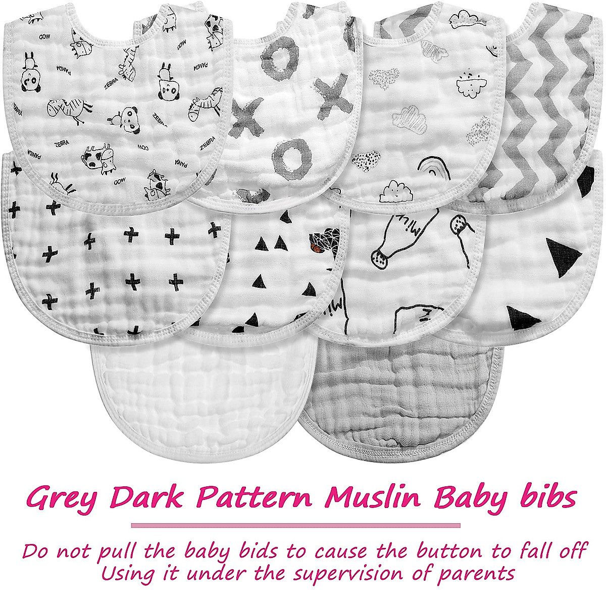 10 Pieces Muslin Bandana Drool Bibs Adjustable Bibs (Clouds Pattern)