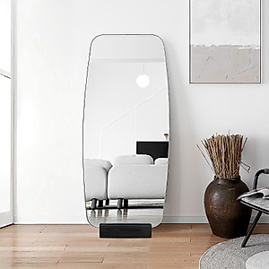 Housoutil Full Body Mirror Stand, Wooden Artwork Racks Full Length Mirror Holders Wood Display Mount Display Support Bases Floor Mirror Bracket for Home Office Bathroom