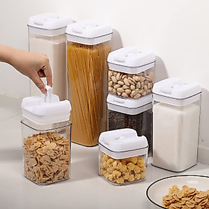 Vtopmart 6 PCS Airtight Food Storage Containers, BPA Free Plastic Snack Containers with Easy Lock Lids, for Kitchen Pantry Organization and Storage, Include 24 Labels, 0.8L