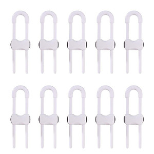 Child Safety Locks for Cabinets and Drawers 10 Pieces- Adjustable U-Shaped Safety Cabinet Locks for Babies - White baby proof cabinet locks for Doors and Drawers Pieces (10)