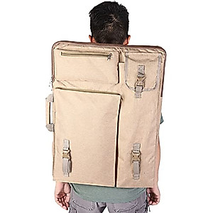 Art Portfolio Carrying Bags for Supplies Artwork Poster Board Project Drawing Case Large Art Portfolio Display Screen Carrying and Traveling(Khaki)
