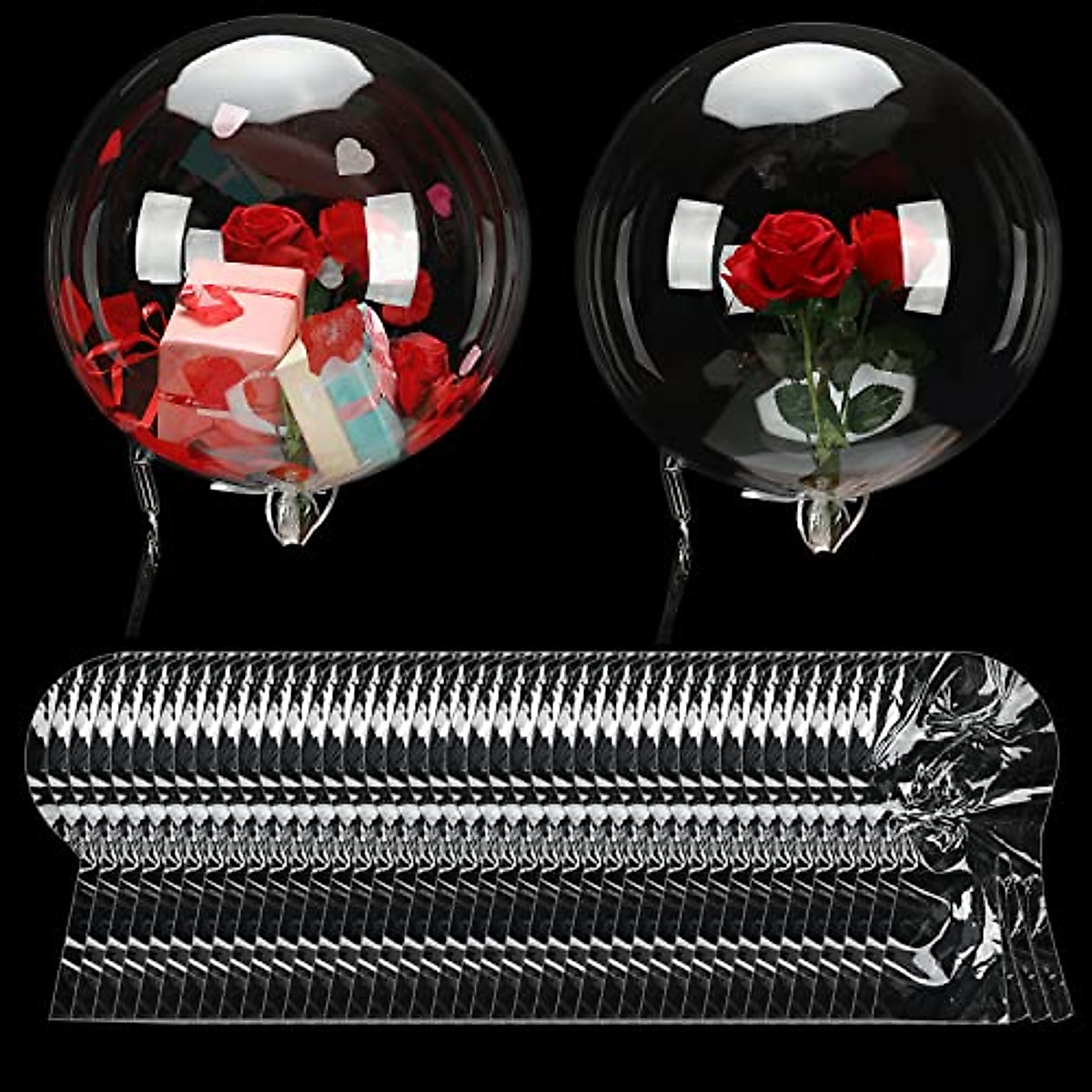 40 Pack Valentine‘s Day Large Clear Balloons for Stuffing Pre Stretched Extra Wide Mouth Bobo Balloons Fillable Helium Transparent Balloon for Birthday Wedding Party(21 Inch Inflated)