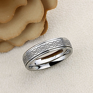 Prime Pristine Free Engraving Personalized Titanium Comfort Fit Wedding Band Ring 6mm Celtic Knot Design Ring-Size 13