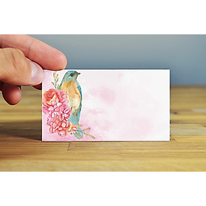 Stonehouse Collection | Pretty Blue Bird Name Cards | Floral Table Tents | Wedding/Generic Event Place Cards | 25 Count (Floral Blue Bird)