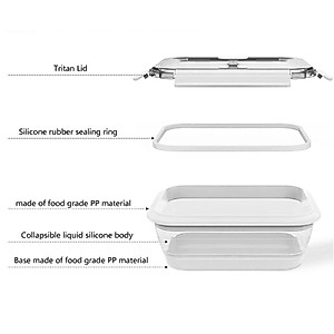 CAMPWOLF Collapsible Food Storage Containers with Lid,Set of 4,Microwave Freezer Dishwasher Safe,BPA Free, Leakproof (Rectangular)