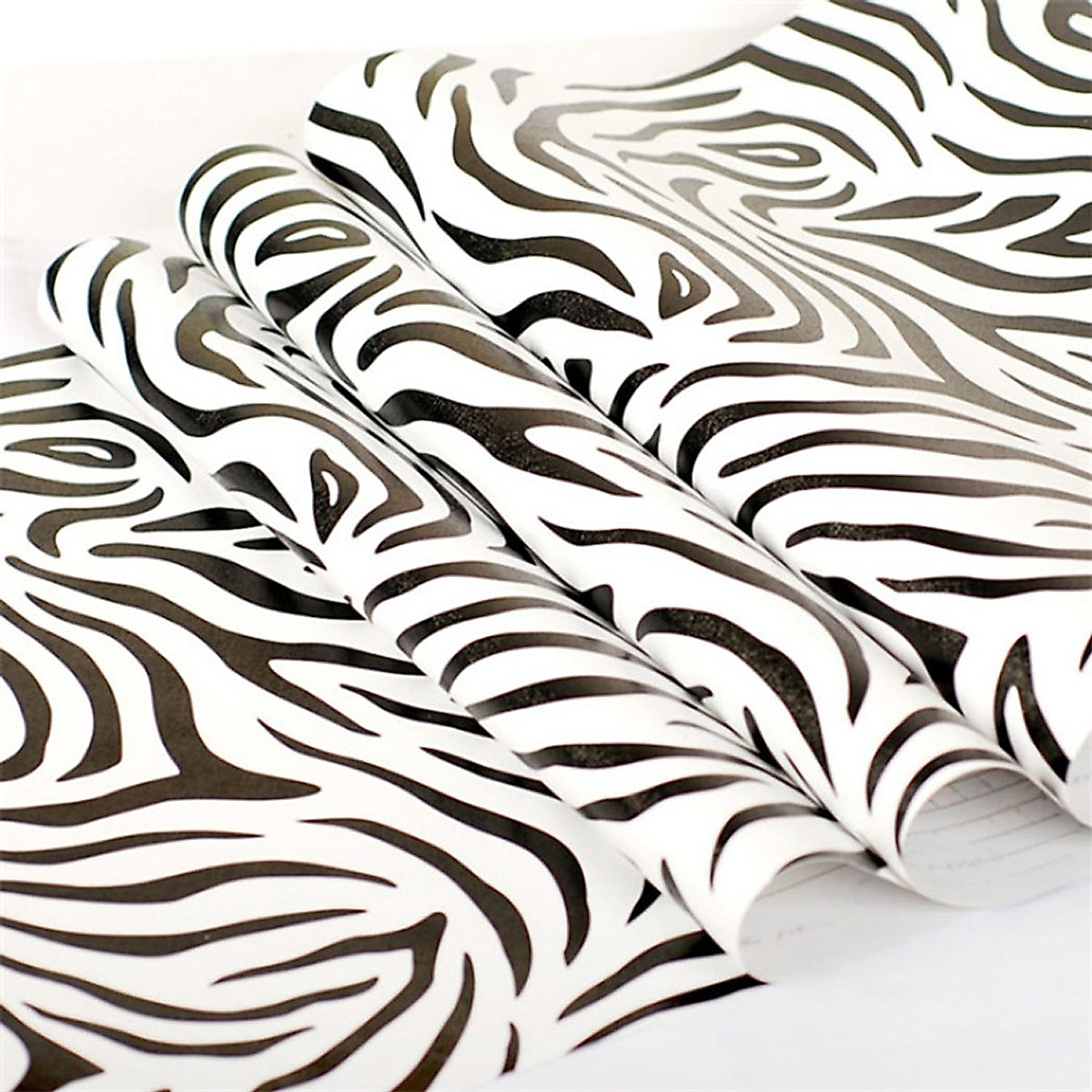 Self Adhesive Vinyl Zebra Stripes Contact Paper Decorative Shelf Liner for Cabinets Drawer Dresser Arts and Crafts Decor 17.7x78.7 Inches