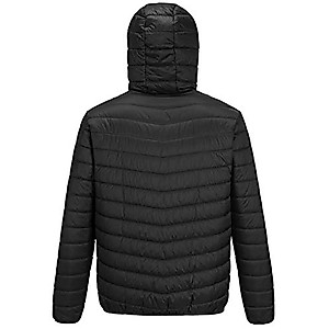 Outdoor Ventures Men's Lightweight Packable Hooded Puffer Jacket Insulated Winter Coat for Snow Ski Traveling