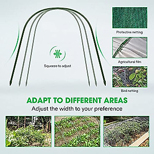 VIVOSUN 6Pcs 4FT Greenhouse Hoops, 6 Sets 19.7" x 18.9" Garden Hoops, Grow Tunnel with Plastic Coated, Rust-Free, Garden Hoops Garden Stakes Plant Supports for Garden Fabric Covers Raised Beds