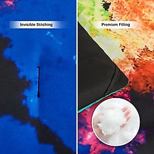 Koniroom Tie Dye Comforter Set Queen Size, Kids Comforter Sets for Teen Boys Girls Women with Hippie Psychedelic Black Blue Purple Themed Printing, Reversible Comforter 3 Pieces with 2 Pillow Shams