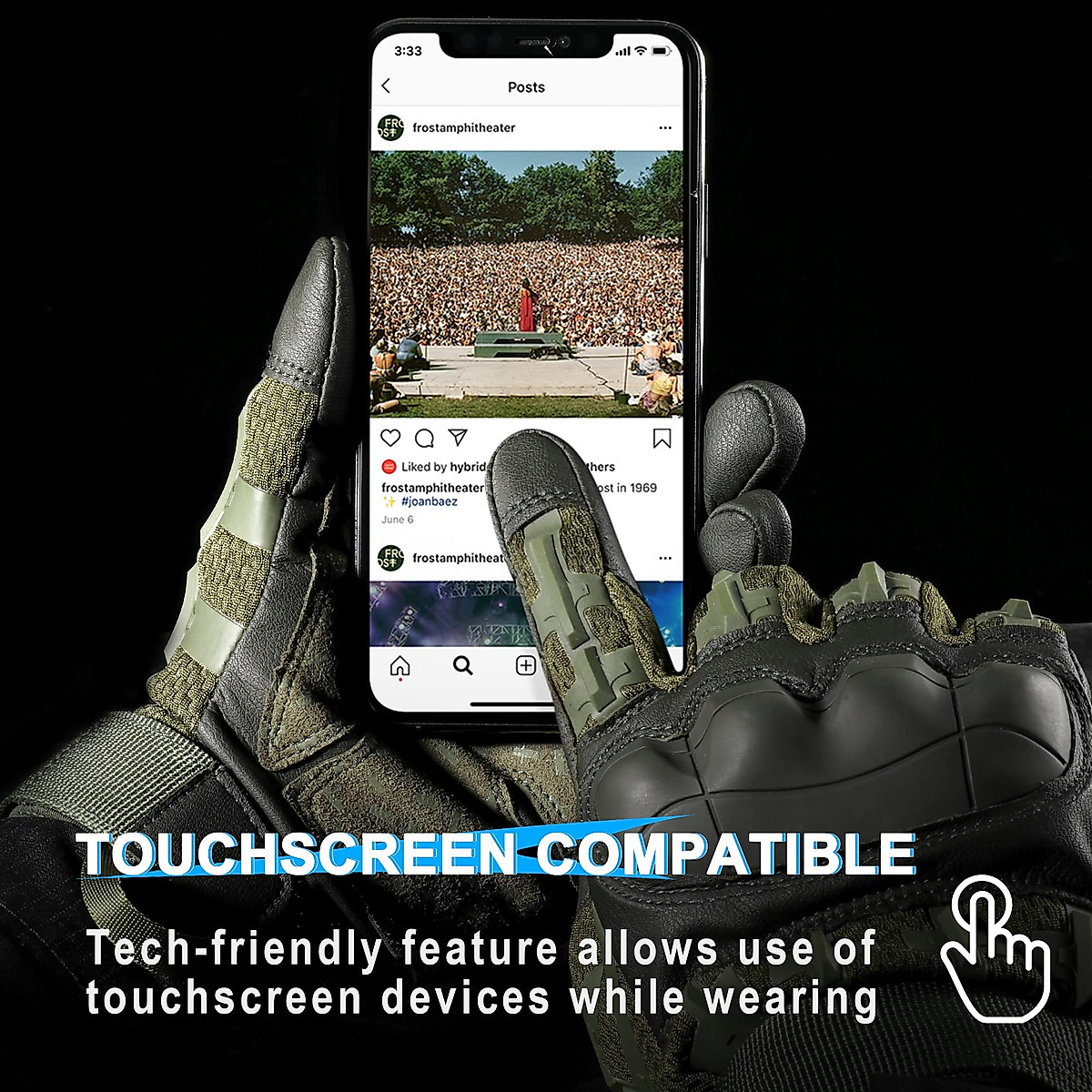 WTACTFUL Touch Screen Motorcycle Tactical Gloves for Men Airsoft Paintball Gear MTB Bike Cycling Cross-Country Motorbike ATV Hunting Hiking Riding Driving Work Outdoor Full Finger Gloves S Green