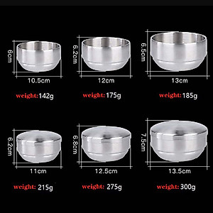 CHDHALTD Stainless Steel Bowls Double-Walled Insulated Soup Bowls,Rice Cereal Ice Cream Noodles Snacks Soup Bowls for Kids Children(S-No lid,Gold)