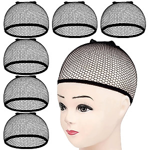 MORGLES 6PCS Wig Cap Non Slip, Black Mesh Net Wig Caps for Women Men, Kids, Weaving Hair Net Close End Fishnet