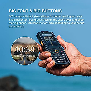 AGM M7 Rugged Phone 4G, Rugged Smartphone with 2.4" Touch Screen and Charging Dock 2.4G WiFi, GSM T-Mobile, 2500mAh, Dual SIM, 109dB Speaker, 1GB+8GB, IP68 & IP69K, Outdoor Smartphone for Senior