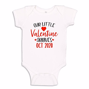 Our Little Valentine Pregnancy Announcement Bodysuit Shirt NB White