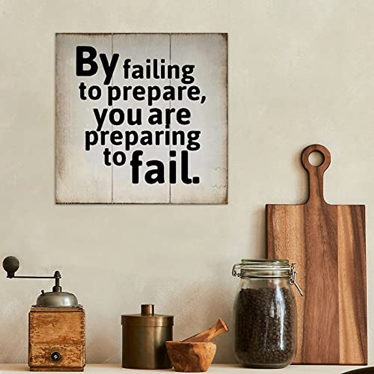 LITTLEGROVE SEEDS Vintage Wooden Pallet Sign By Failing to Prepare You Are Preparing to Fail Wood Signs 10x10in Wall Decor Farmhouse Decor Wall Art Wall Hanger Sign for Home Bedroom Living Room