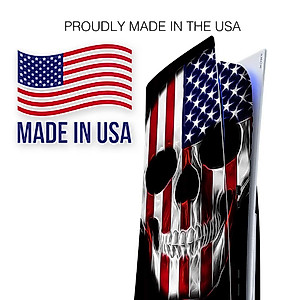 ITS A Skin Skins Compatible with Sony Playstation 5 Console Disc Edition - Protective Decal Overlay Stickers wrap Cover - American Skull Flag in Skull
