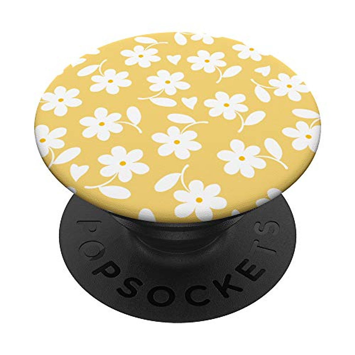 Sunflower Yellow - White Daisy Flower Floral Heart Leaves PopSockets Swappable PopGrip