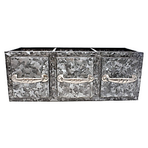Boston Warehouse Drawer Handle Flatware Storage Caddy, 3 section, Galvanized