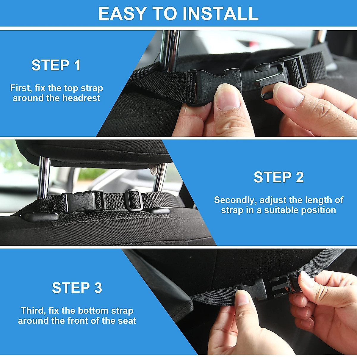 BUG HULL Kick Mats, Car Seat Protector Back Seat Protector for Kids, Sag Proof, Waterproof, Car Back Seat Cover Protect from Dirt, Mud, Scratches, Premium Oxford Fabric Car Kick Mats Fits Most Cars