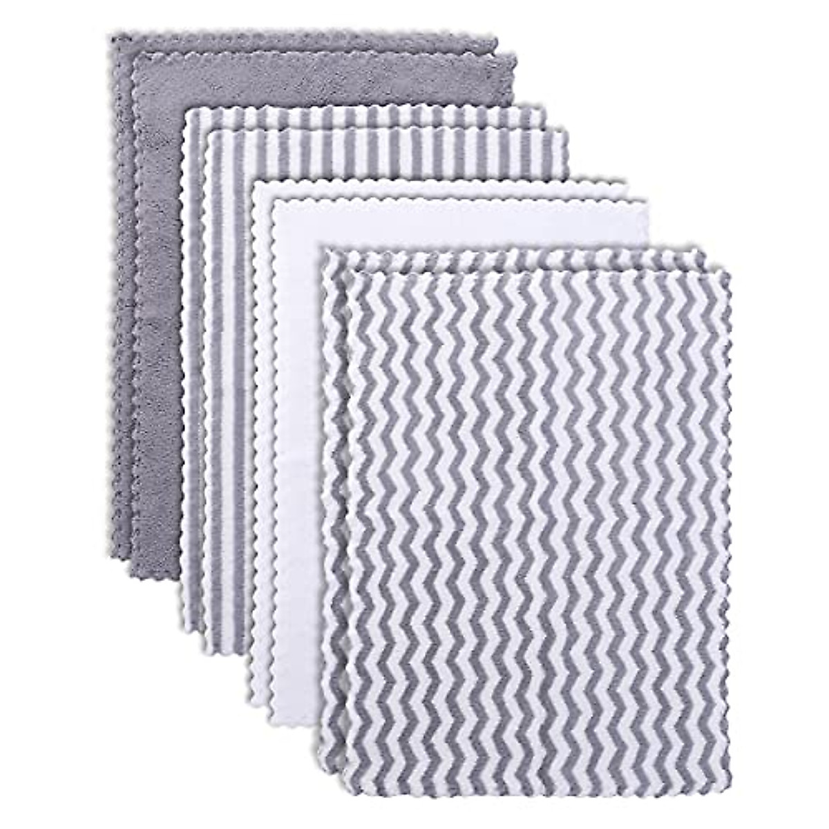 BAMBOO QUEEN 8 Pack Super Soft Baby Burp Cloths, Ultra Absorbent Large Newborn Burping Cloth for Boy and Girl, Milk Spit Up Rags, Unisex Grey and White, 16 × 12 Inch