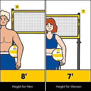 A11N Heavy-Duty 32ft Outdoor Volleyball Net with Anti-Sag System - Portable Set Includes Volleyball, Net, Air Pump, Boundary Markers and Bag - Perfect for Backyard, Beach, and Park