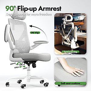 Ergalithic Ergonomic Office Chair - X-Shaped Computer Desk Chair Comfy, Gaming Chair, Office Chair with Lumbar Support, Mesh Office Chairs with Headrests, Desk Chair for Long Hours (Grey Gold)