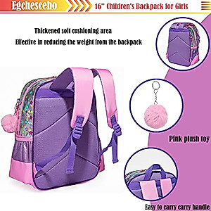 Egchescebo Kids Girls Travel School Teen Girl Preschool Kid Clear 3Pcs Unicorn Braid Backpack with Plush Lunch Box Bags Kids' Backpacks for School Elementary Teenage Gifts Trendy Stuff Toddler Pink