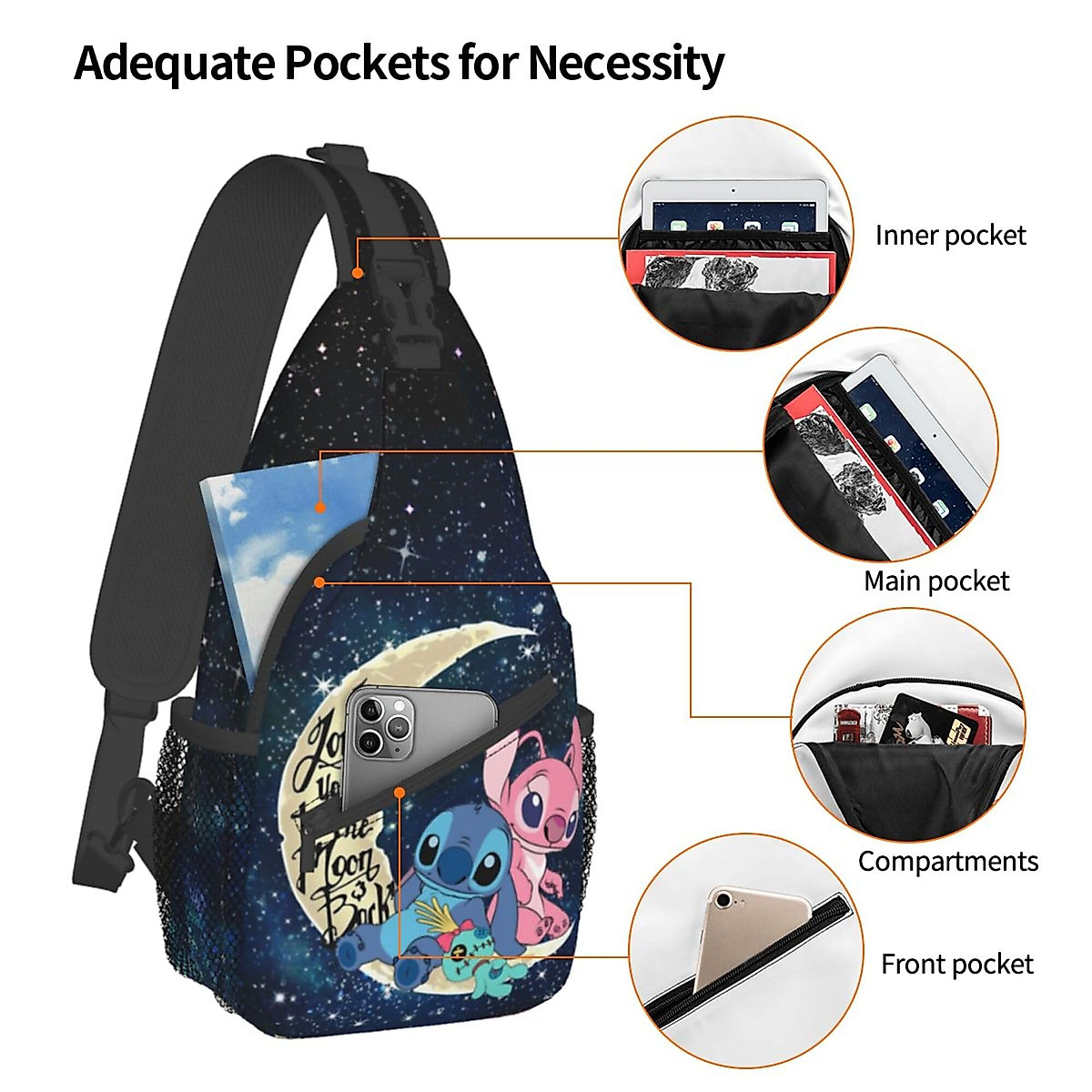 Sling Bag,Cartoon Crossbody Sling Bags for Women,Cute Travel Hiking Chest Bag Daypack for Purses Shoulder Sling Backpack Women Men's Gifts Stuff-A3
