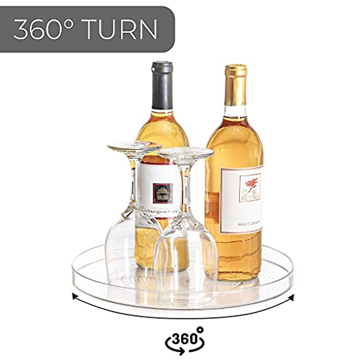 Smart Design Turntable Lazy Susan Spinning Organizer - Set of 4-11.50 Inch - BPA Free Resin - Food, Condiments, Baking, Fridge, Freezer, Countertop, Cabinet, Pantry Storage - Kitchen - Clear