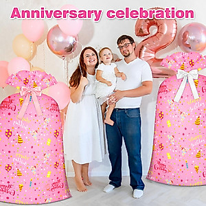 Extra Large Gift Bag for Girl Birthday Gift Bag Jumbo Gift Bag,Bday Pink Gift Bag Giant Gift Bag Plastic Oversized Gift Bag Huge Gift Wrap Bag Birthday Bag Wrapping Bag for Large Gift(48inch 1Pack)