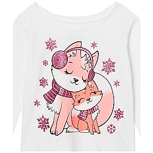 The Children's Place Baby Girls and Toddler Long Sleeve Graphic 2-Pack T-Shirt, Shark/Fox, 18-24 Months US