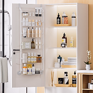 Delamu Over the Door Pantry Organizer, 6-Tier Pantry Organizers and Storage, Metal Cabinet Door Organizer, Hanging Spice Rack Shelves for Home & Kitchen, D5 x W18 x H50 inch, White