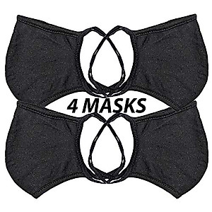 Universal Cloth Face Masks – Reusable Dust & Allergy Masks – 100% Cotton, 2 Layer, Washable, for Teens & Adults – Protects from Dust, Pollen, Pet Dander & More (Black, Medium- Pack of 4)