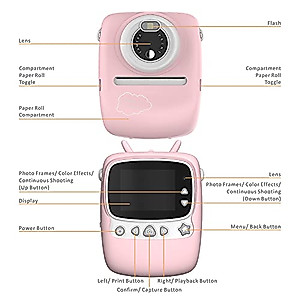 Kids Digital Camera, 2.4inch IPS Display Kids Video Selfie Camera, USB Charging, Gifts for Children(Pink)